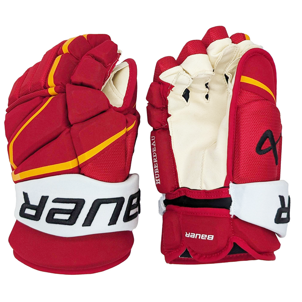 Bauer Hyperlite - NHL Pro Stock Glove - Jonathan Huberdeau (Red/Yellow ...