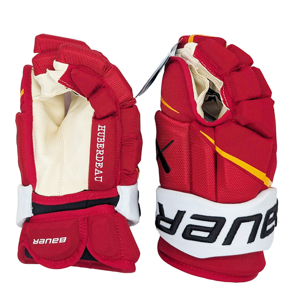 Bauer Hyperlite - NHL Pro Stock Glove - Jonathan Huberdeau (Red/Yellow ...