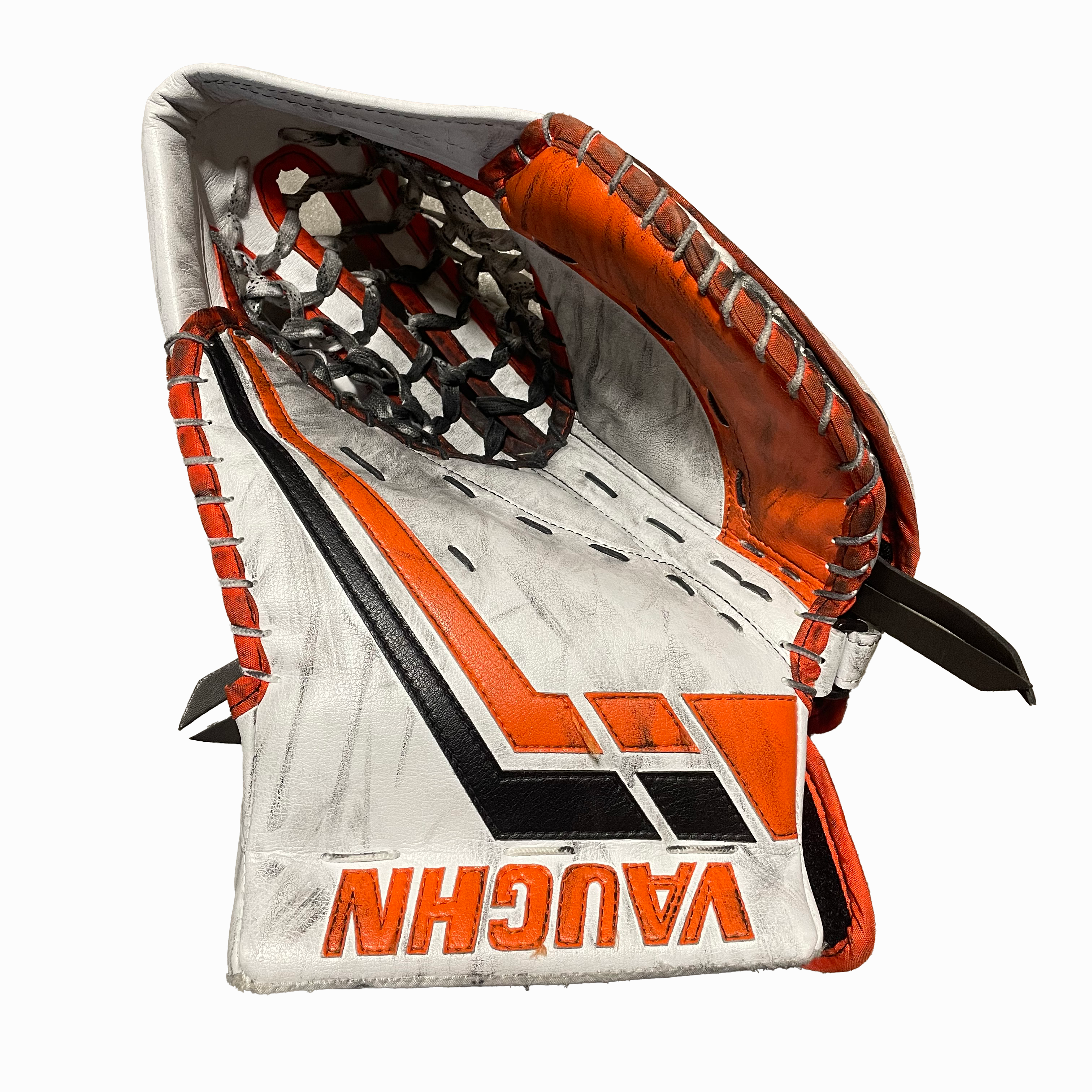 Vaughn Ventus SLR3 - Used Pro Stock Goalie Glove (White/Orange/Black)