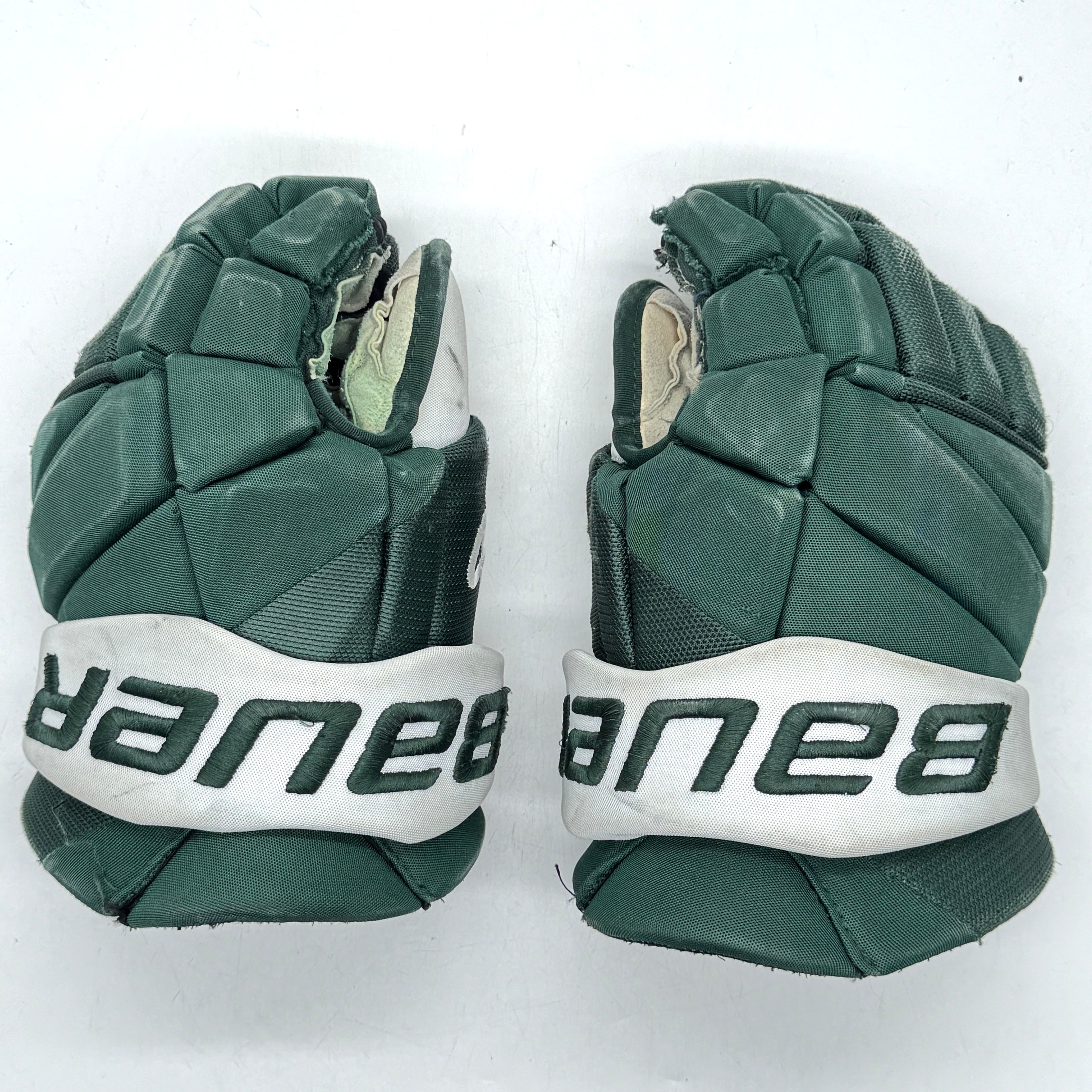 Bauer Supreme Mach - Used NCAA Pro Stock Hockey Glove (Green/White)