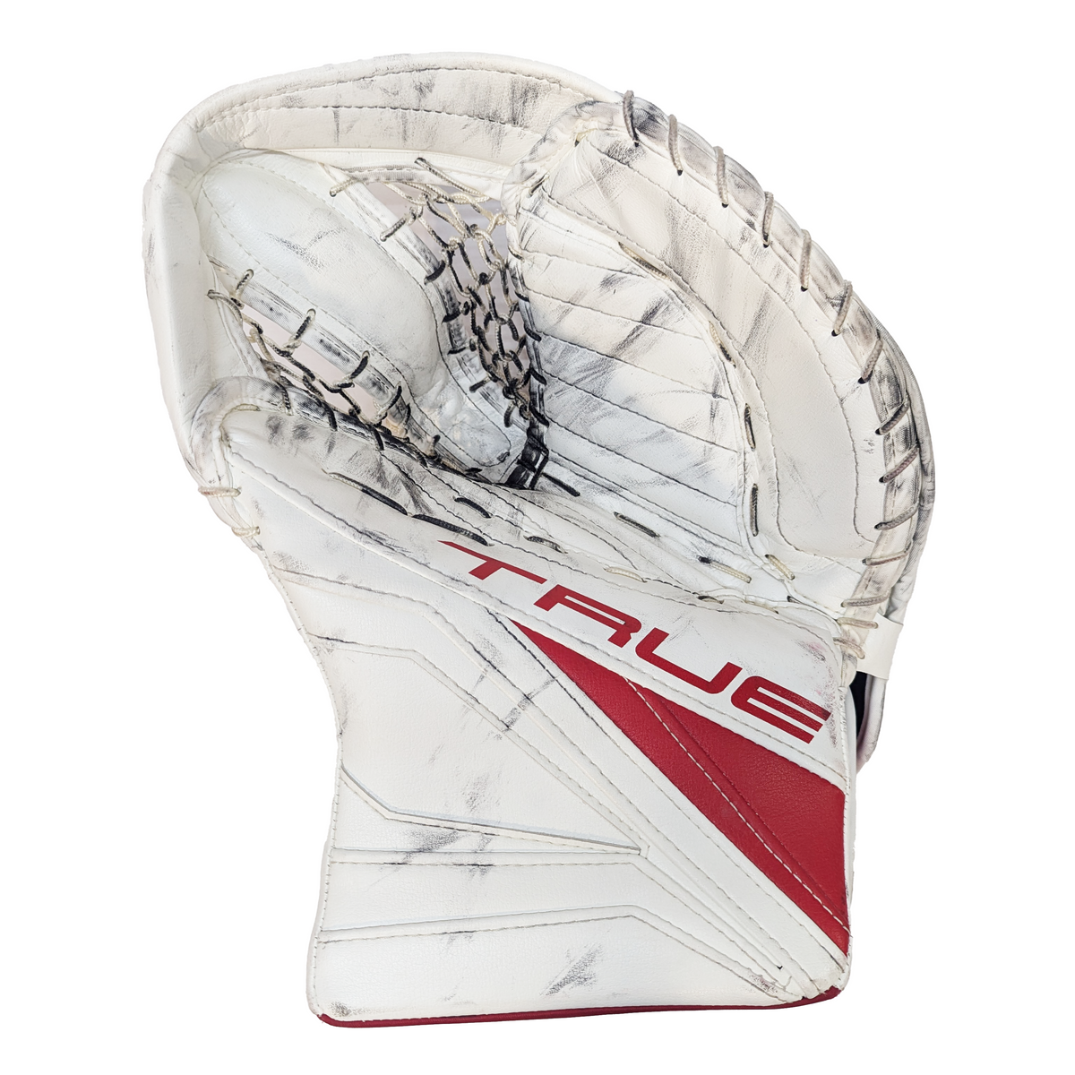 True L12.2 - Used AHL Pro Stock Goalie Glove (White/Red ...