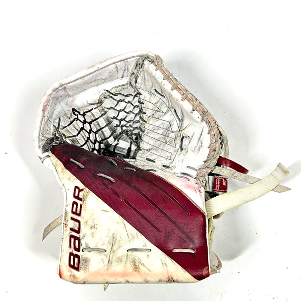 Bauer Vapor Hyperlite - Used Pro Stock Goalie Glove (White/Maroon ...