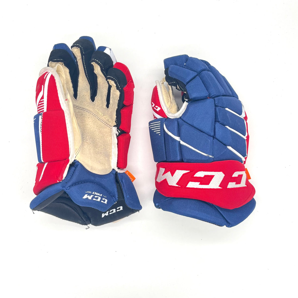 CCM HGJS - Used NHL Pro Stock Glove - Montreal Canadiens (Blue/Red/Whi ...