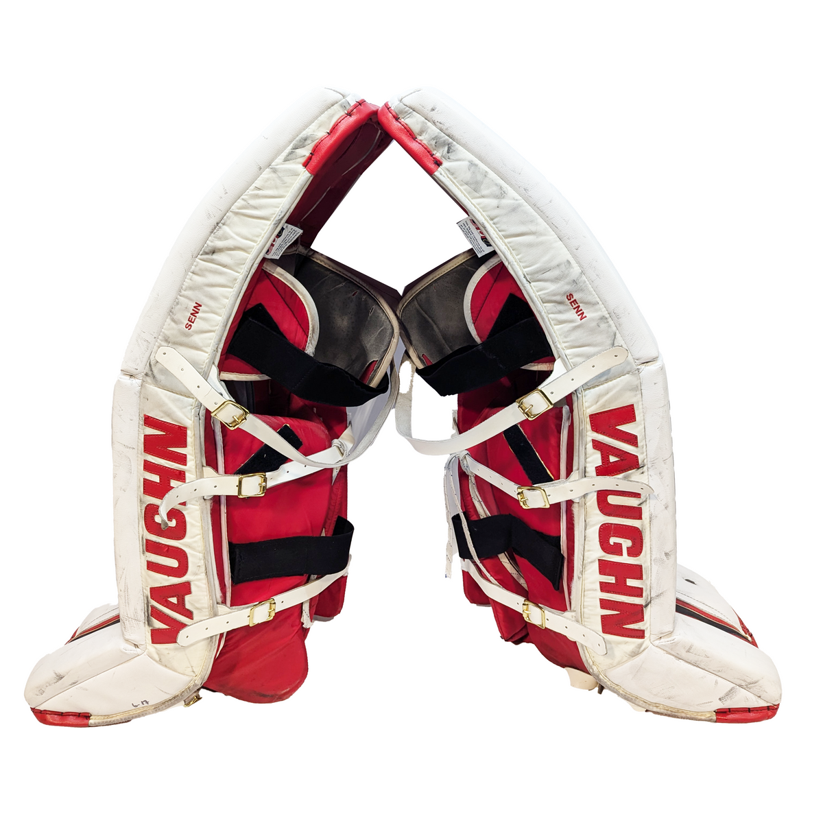 Vaughn Pro V Elite - Used Pro Stock Goalie Pad Set (White/Red/Black ...