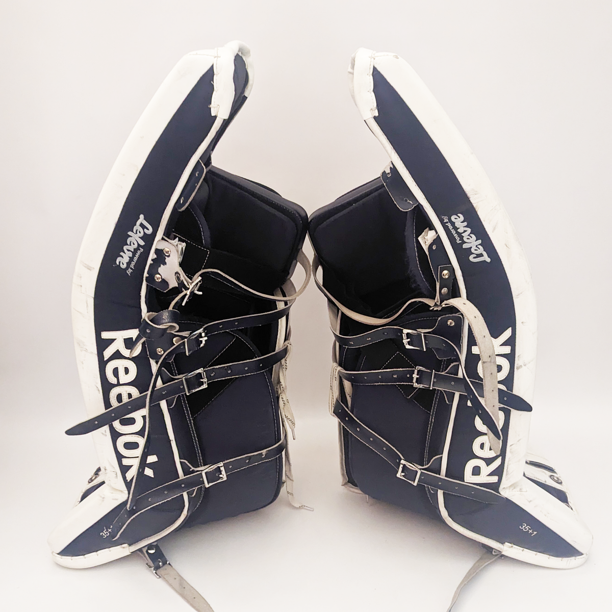 Reebok XLT- Used Pro Stock Goalie Set (White/Blue) – HockeyStickMan Canada