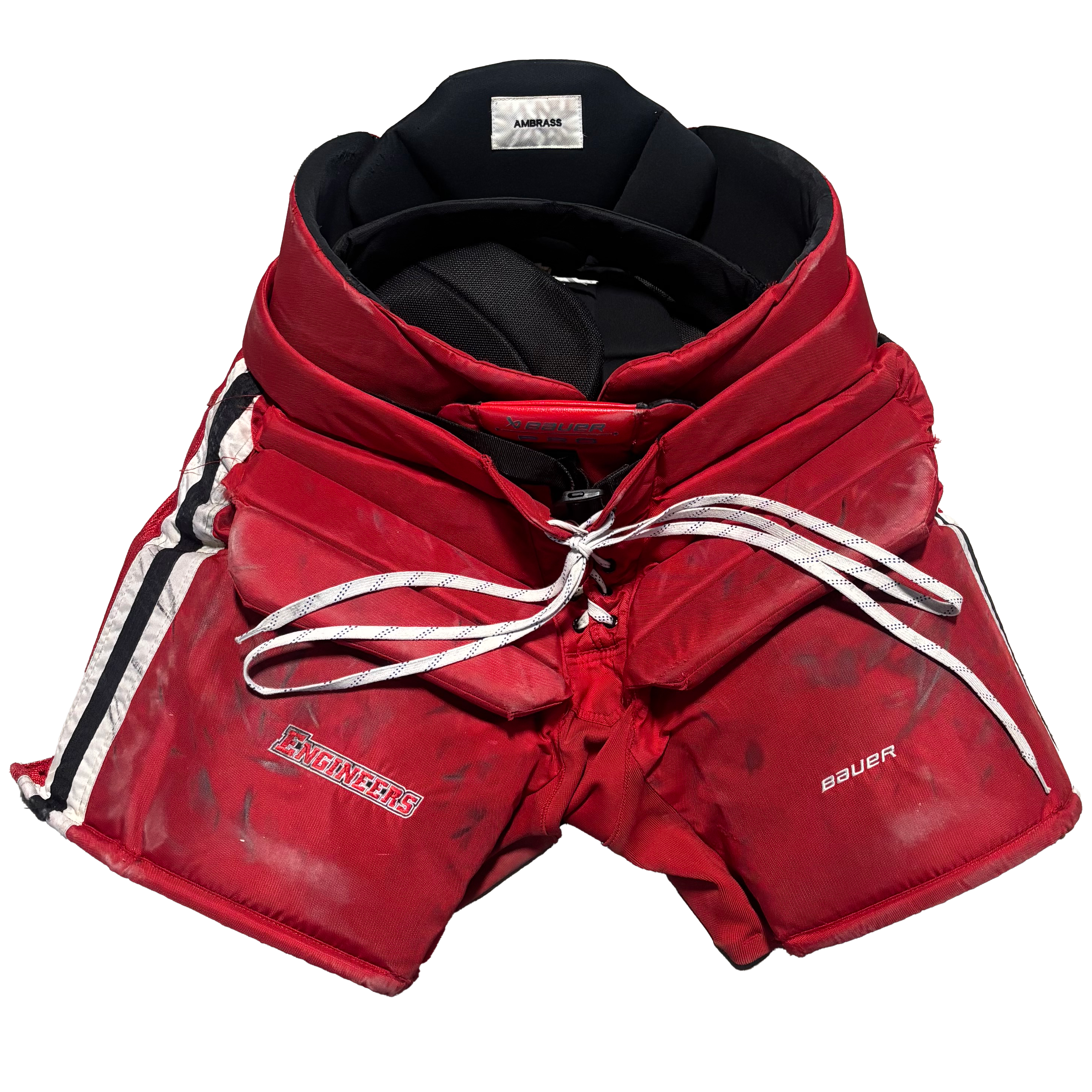 Bauer Pro - Used NCAA Pro Stock Hockey Goalie Pants (Red/White/Black)