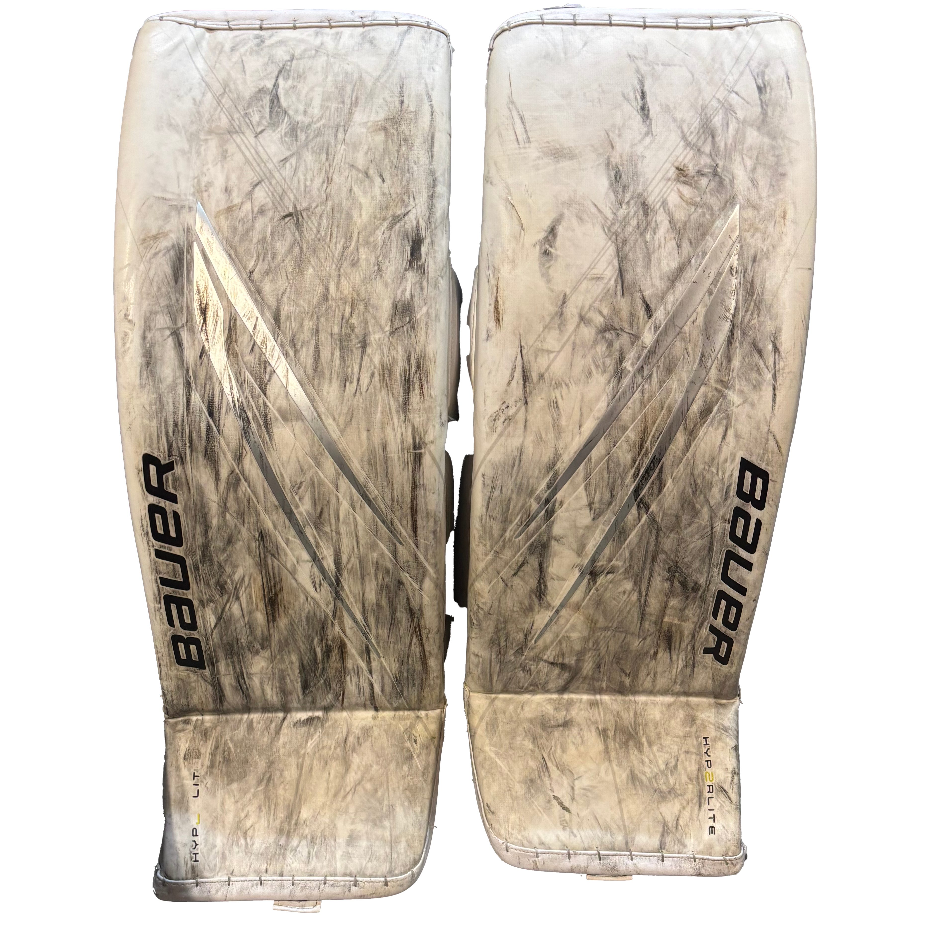 Bauer Vapor Hyperlite 2 - Used Pro Stock Goalie Pads (White/Silver)
