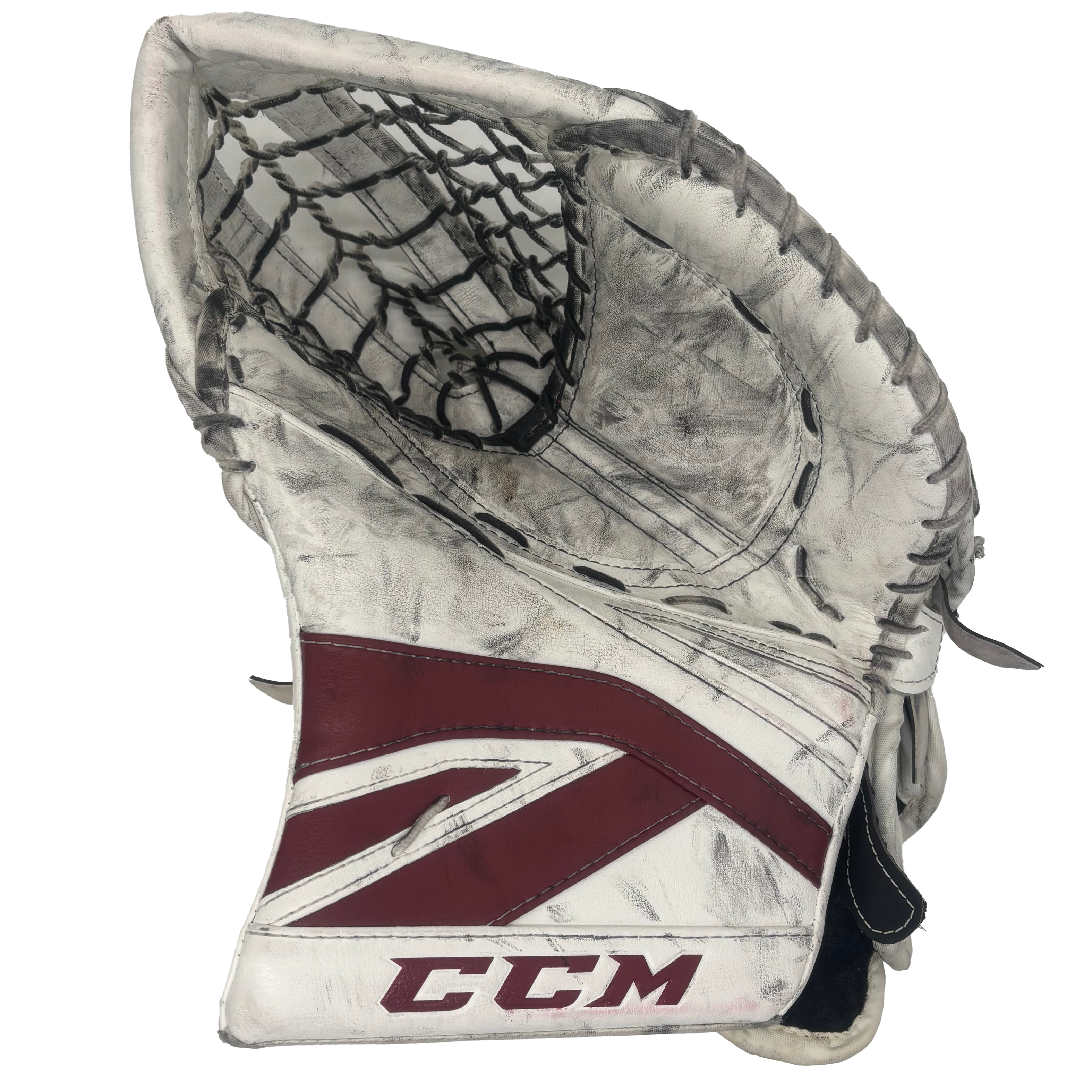 CCM Premier II - Used Pro Stock Senior Goalie Glove (White/Maroon)