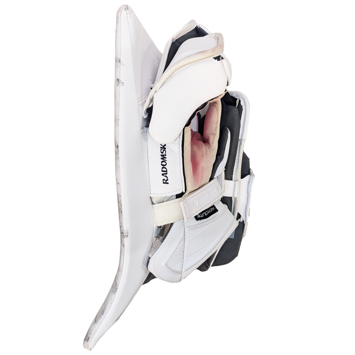 Bauer Vapor Hyperlite 2 - Used Pro Stock Goalie Blocker (White/Red/Yel ...