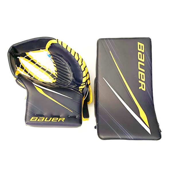 Bauer Vapor Hyperlite 2 - New Pro Stock Goalie Glove Set (Navy/Yellow ...